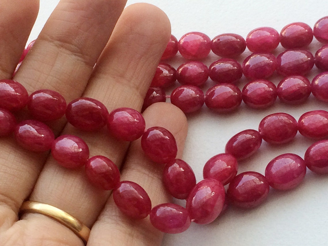 7-10mm Ruby Plain Tumble Beads Ruby For Jewelry Ruby Plain | Etsy