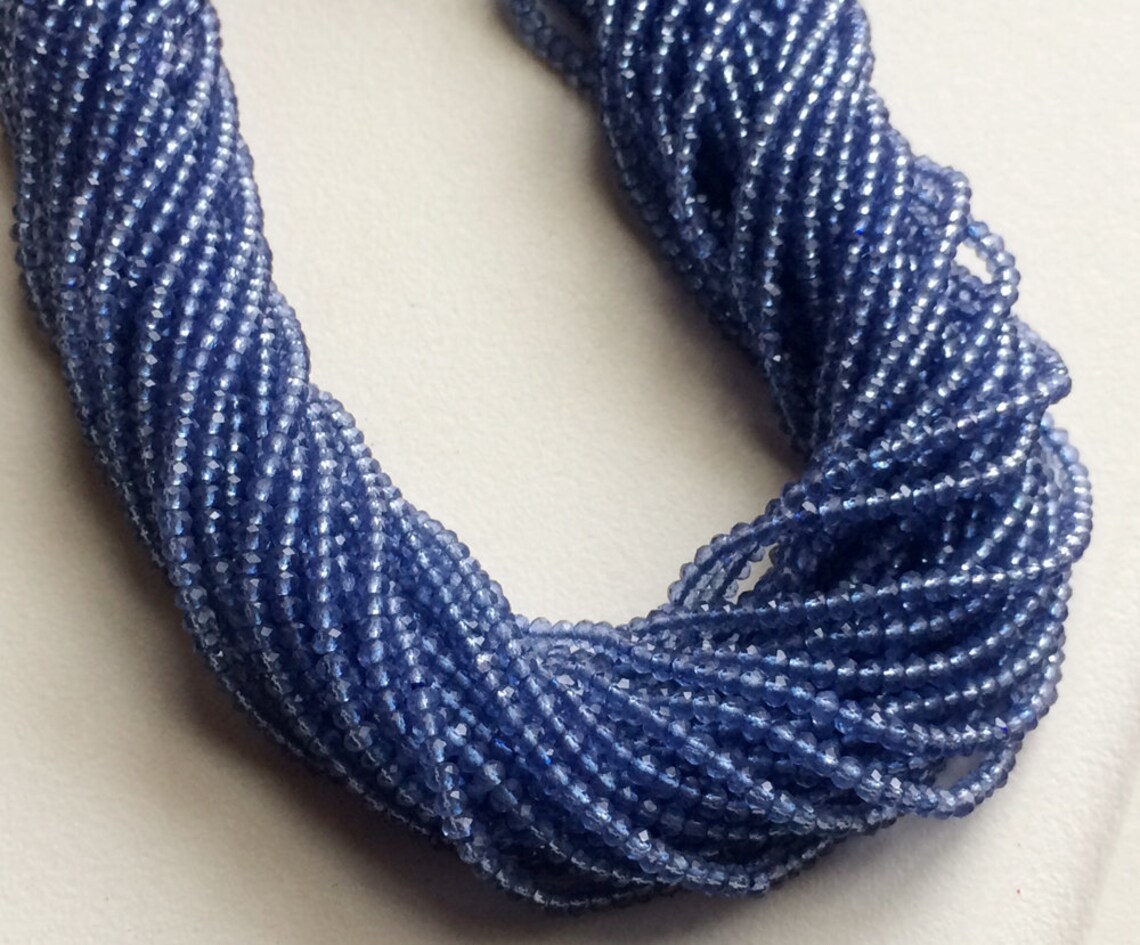 3-3.5mm Blue Coated Quartz Micro Faceted Beads, 13 IN Blue Quartz Beads ...