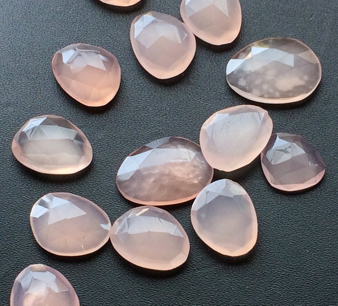 13-15mm Rose Pink Chalcedony Rose Cut Cabochon, Pink Chalcedony Rose ...