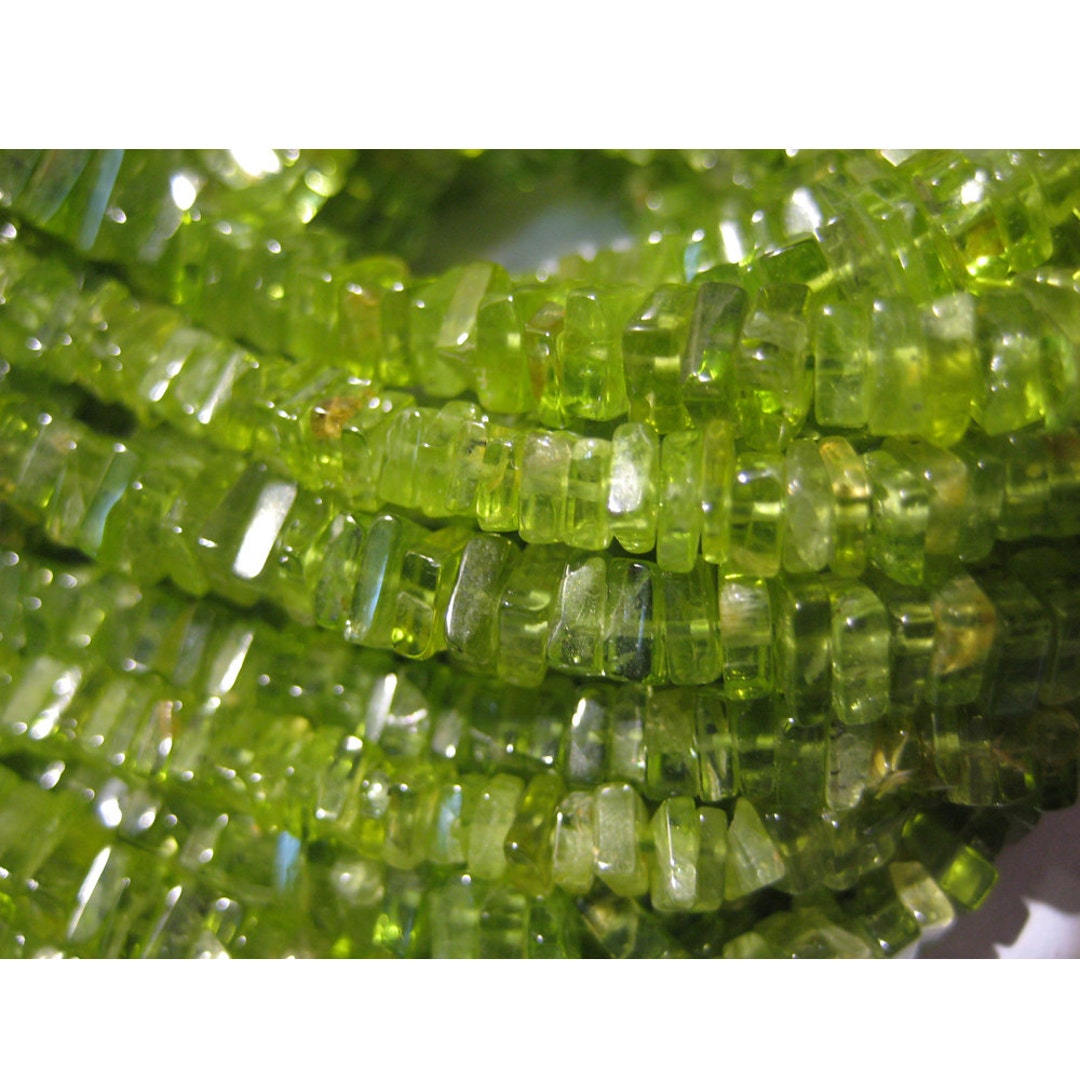 5mm Peridot Square Heishi Cut Beads, Peridot Flat Square Heishi ...