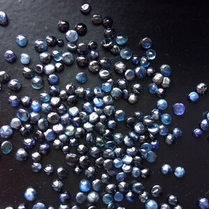 1.5-2.5mm Blue Sapphire Flat Back Plain Round Cabochons, Loose Sapphire ...