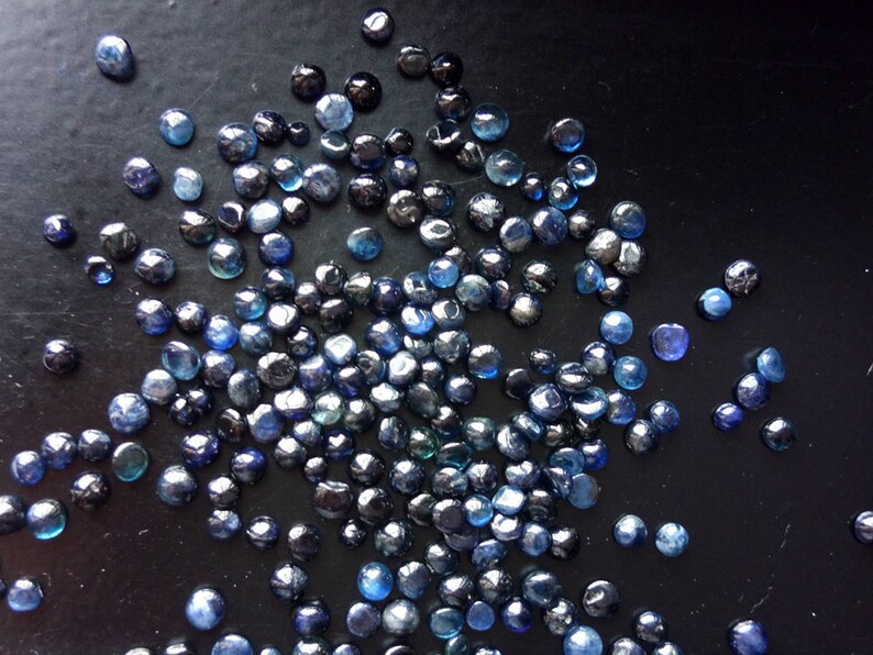 1.5-2.5mm Blue Sapphire Flat Back Plain Round Cabochons, Loose Sapphire ...
