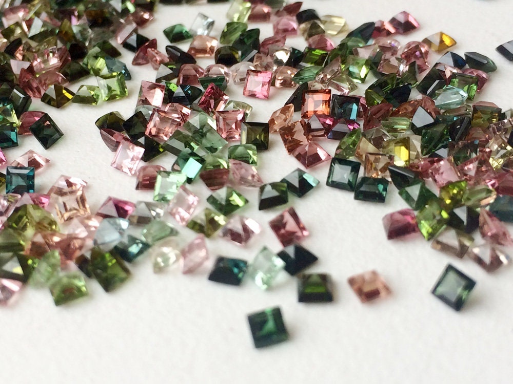 2mm Multi Tourmaline Princess Shape Cut Stones Natural | Etsy