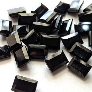 8x12mm Black Onyx, Emerald Cut Black Onyx Cutstones, Natural Black Onyx ...