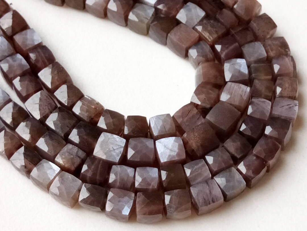 6-7mm Chocolate Moonstone Faceted Box Beads, Natural Chocolate ...