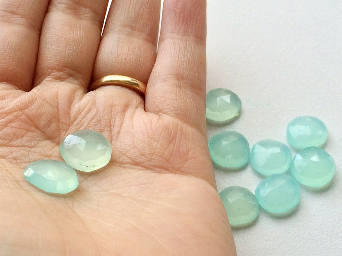 16mm Aqua Chalcedony Rose Cut Gemstones Blue Double Side Rose | Etsy