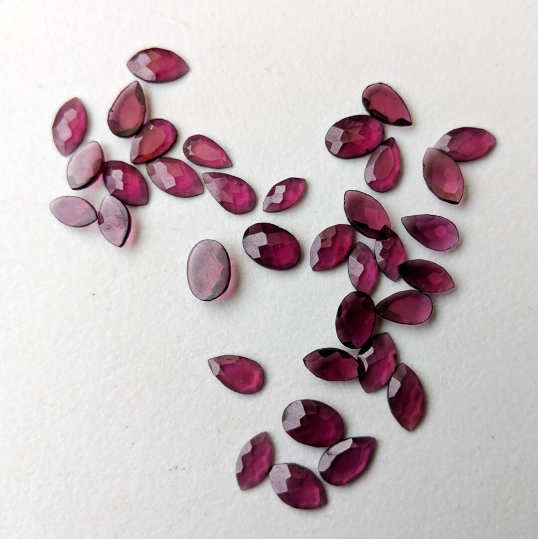 3x5mm-4x6mm Garnet Rose Cut Cabochons, Natural Garnet Rose Cut Flat ...
