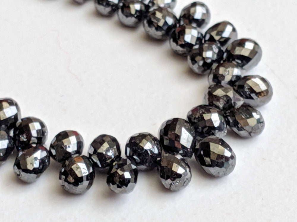 2.5x3mm-3x5mm Black Faceted Diamond Drops Black Faceted - Etsy