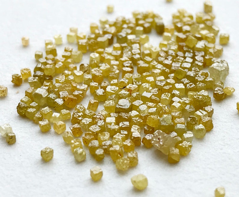 1-2mm Yellow Rough Diamond Perfect Cube Natural Yellow Tiny - Etsy