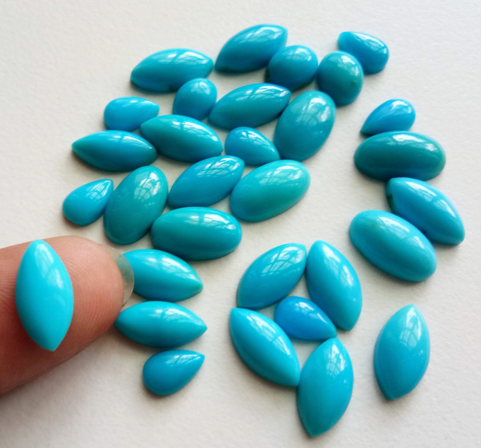 5x7mm-7x12mm Arizona Turquoise Cabochons, 5 Pcs Natural Arizona ...
