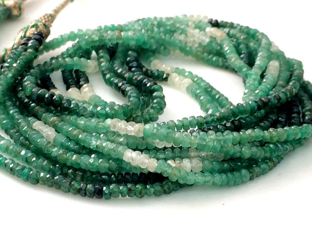 2.5-3mm Emerald Beads, Natural Emerald Faceted Rondelle Beads, 9 Inches ...