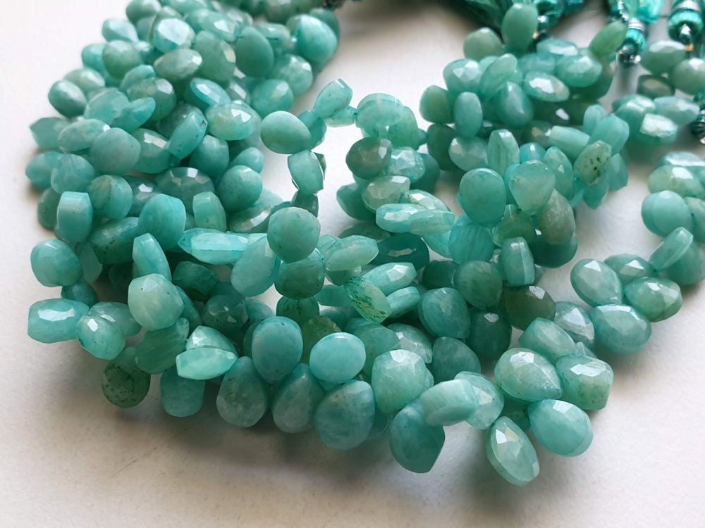 6x8mm Amazonite Faceted Pear Beads, Amazonite Beads, Faceted Pear ...