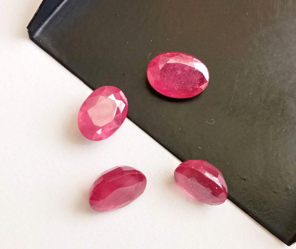 7.9x10.5mm - 8.6x11.6mm Ruby Glass Filled Oval Cut Cabochons, Oval ...
