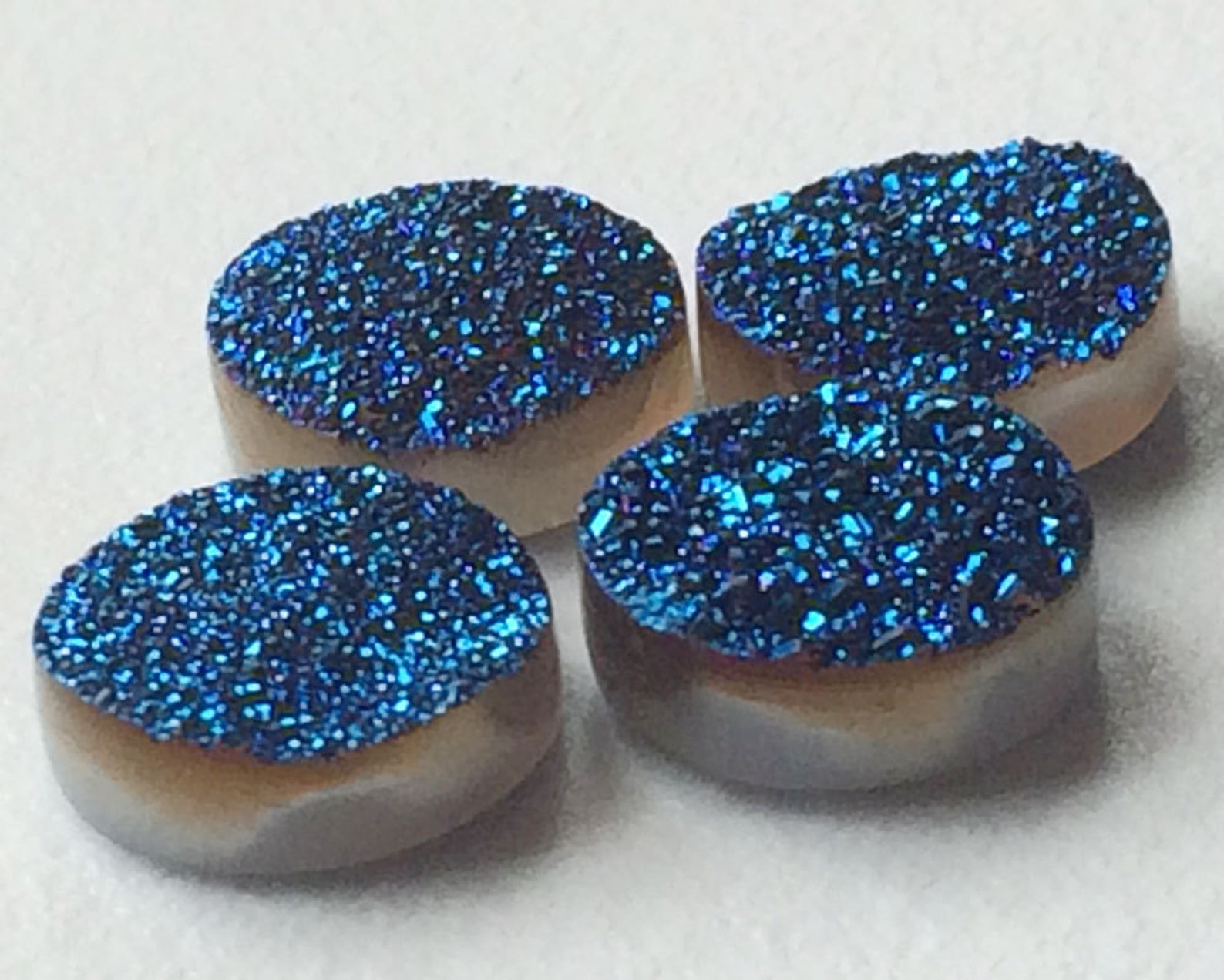 12mm Sapphire Blue Druzy Round Titanium Sapphire Blue Druzy - Etsy