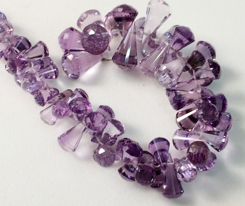 5x7-9x17mm Amethyst Fancy Beads Rare Amethyst Faceted Pyramid | Etsy