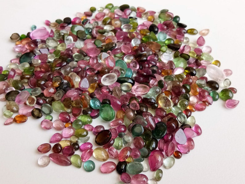 3-9mm Tourmaline Plain Mix Shape Cabochons, Natural Multi Tourmaline ...