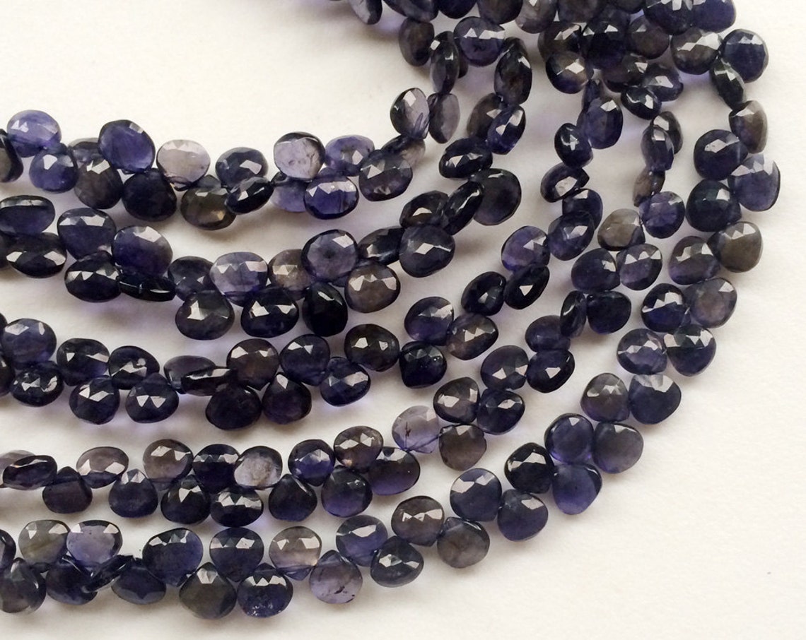 8mm Iolite Faceted Heart Beads, Natural Iolite Faceted Heart Briolettes ...