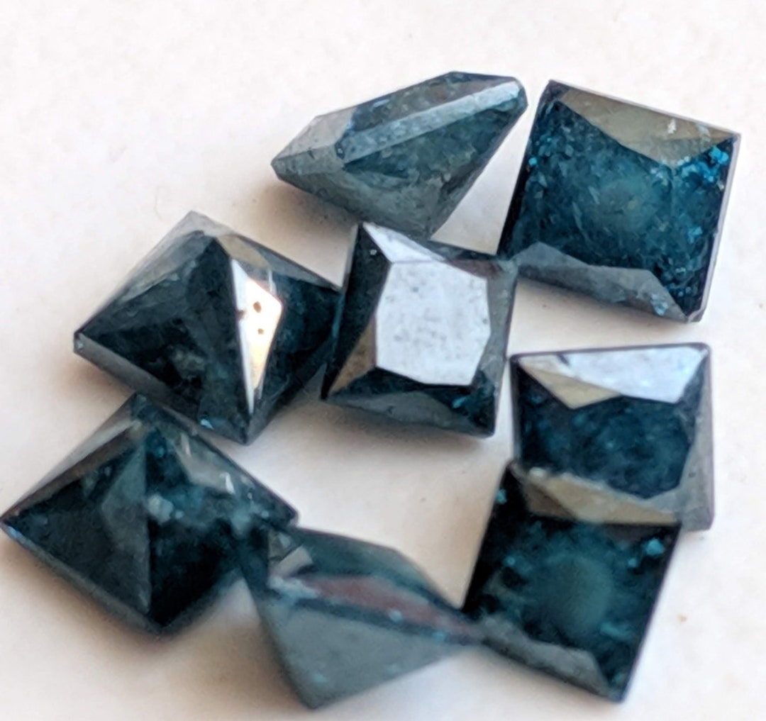 Blue Diamonds, 2-3 Mm MELEE DIAMONDS, Square Princess Cut Faceted Blue ...