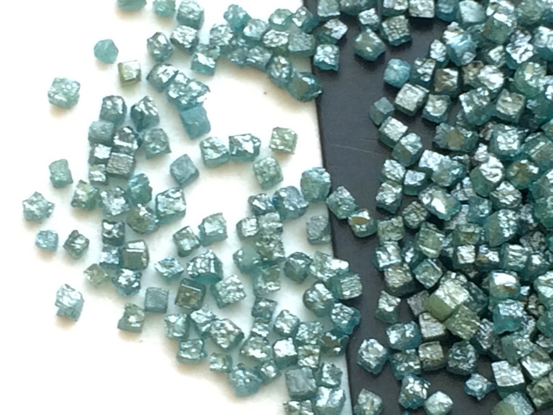 1-2mm Blue Perfect Cube Rough Diamonds, Tiny Undrilled Natural Blue Raw ...