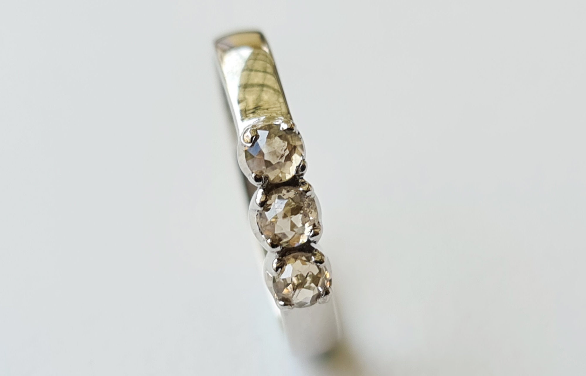 Champagne Diamond Ring, 925 Silver Solid Stackable Ring, Light ...