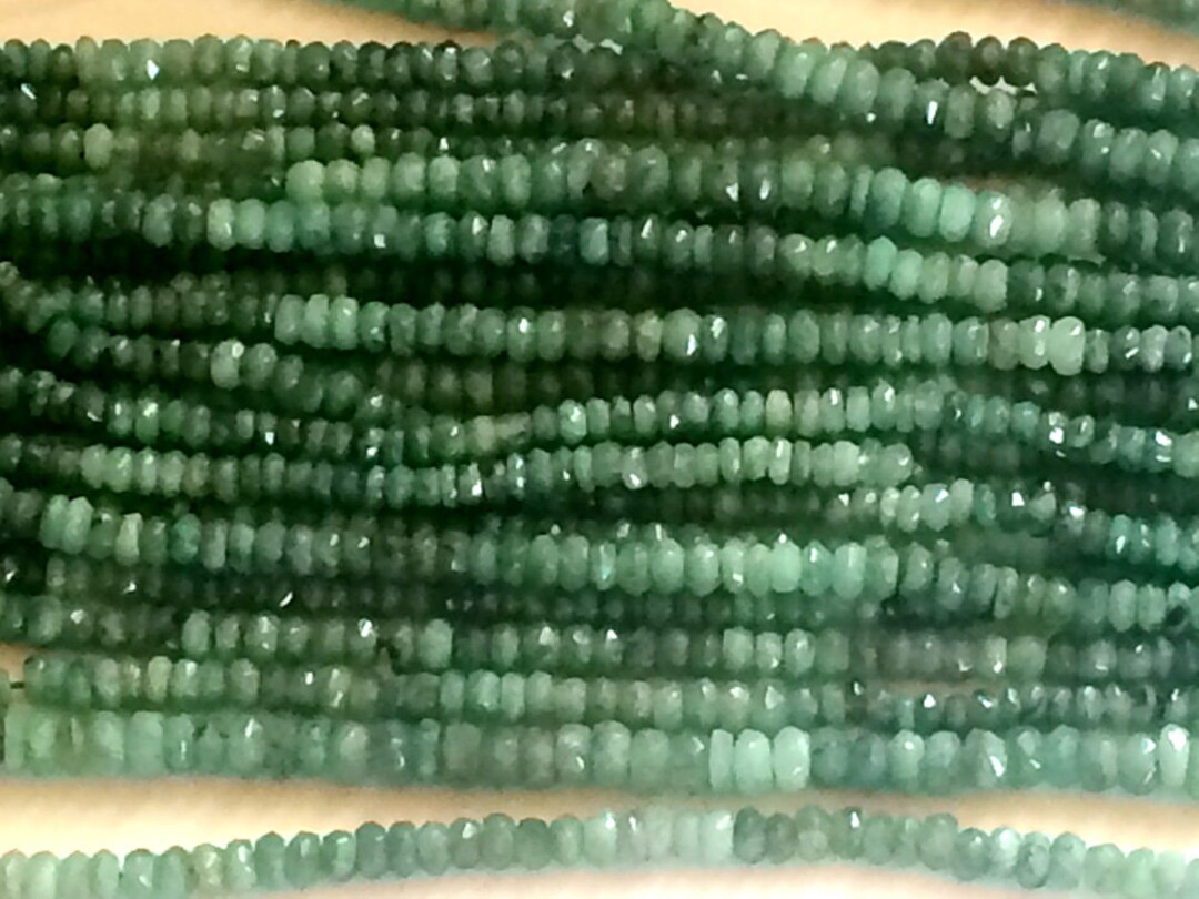 3.5-4mm Emerald Faceted Beads, Natural Emerald Faceted Rondelle Beads ...