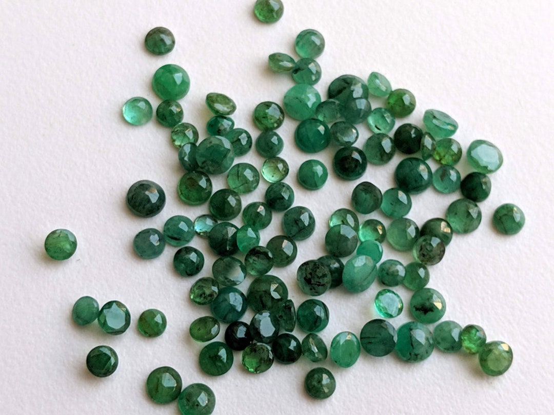 3-5mm Emerald Round Cut Stones, Natural Loose Emerald Faceted Round ...