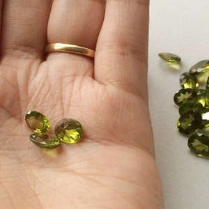 4x6mm Peridot Oval Cut Stone, Natural Faceted Oval Full Cut Peridot, 10 ...