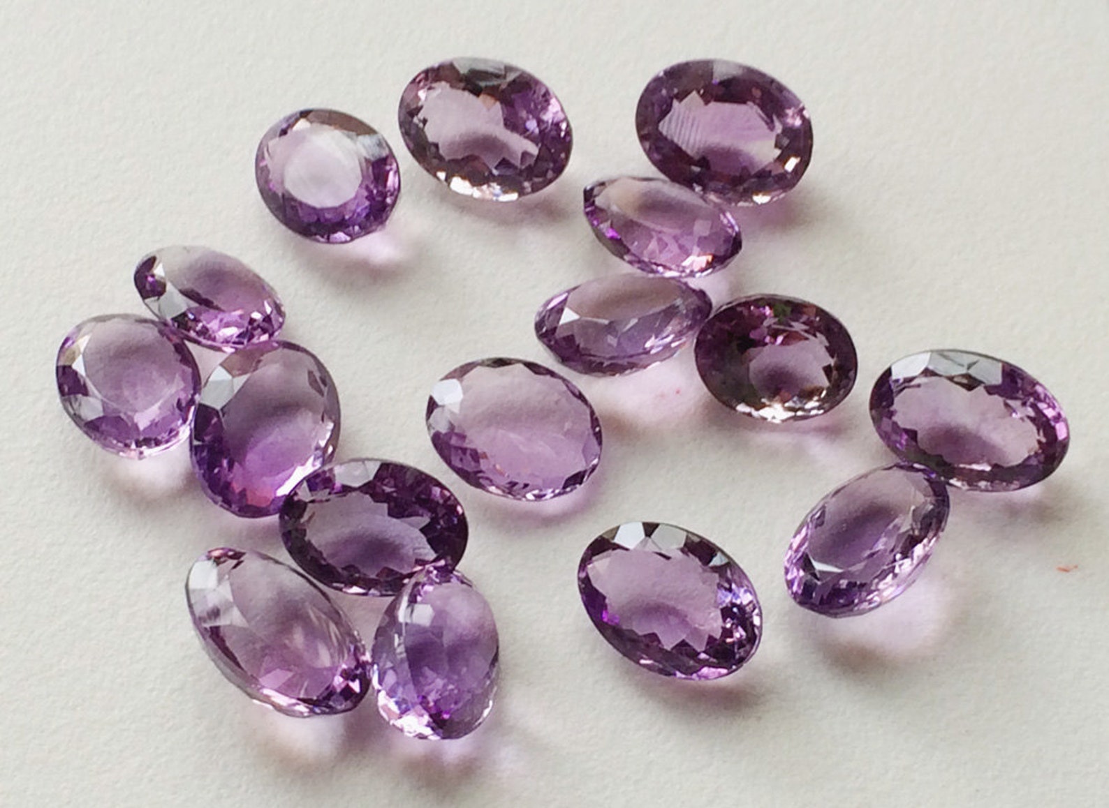 12-15mm Amethyst Cut Stone Lot, Oval Cut Faceted Amethyst, 5 Pieces, 33 ...