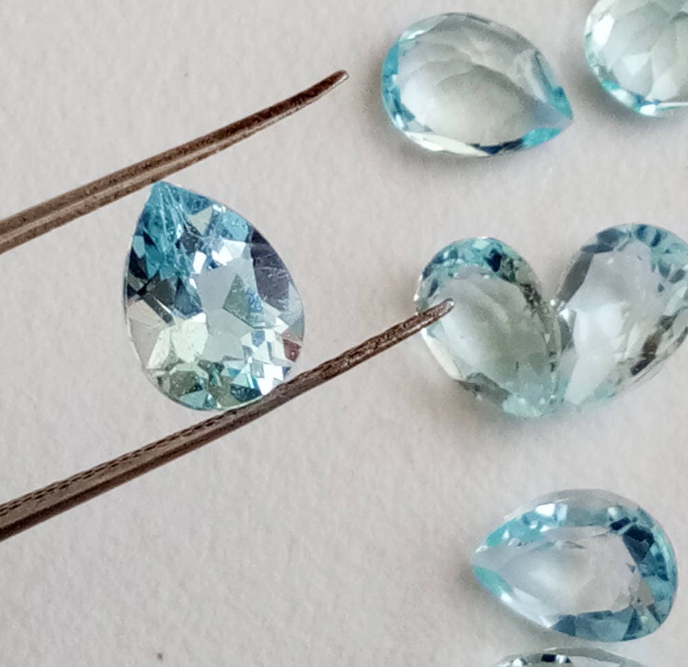 6x8mm Blue Topaz Pear Cut Stone Natural Blue Topaz Full Pear - Etsy