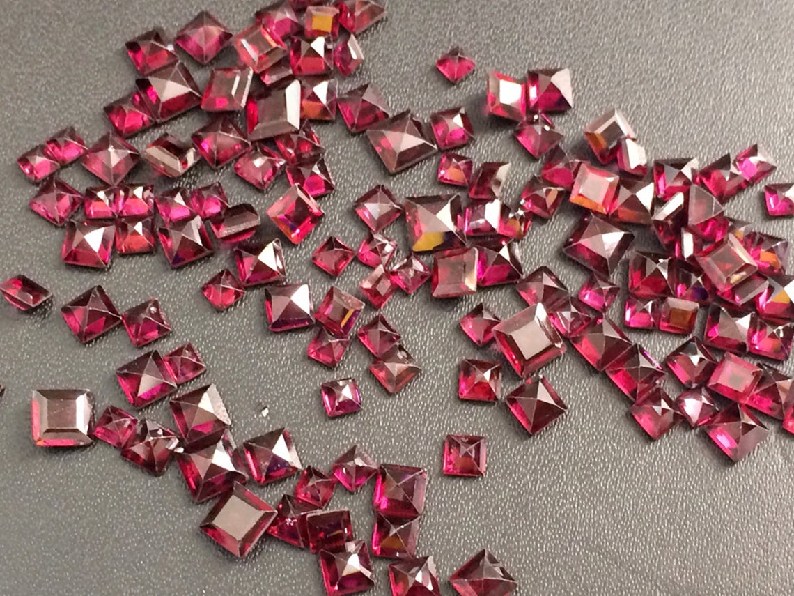 3-5mm Garnet Square Gemstones Loose Garnet Faceted Lot | Etsy