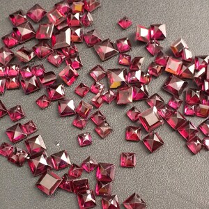 3-5mm Garnet Square Gemstones, Loose Garnet Faceted Lot, Garnet ...