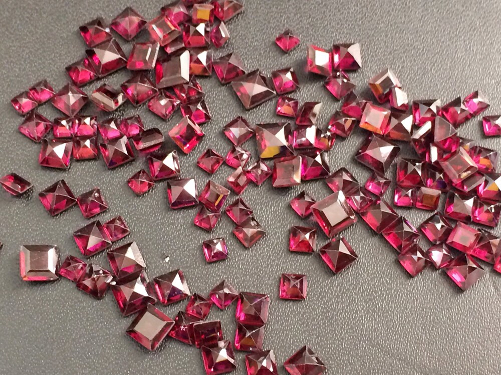 3-5mm Garnet Square Gemstones Loose Garnet Faceted Lot | Etsy