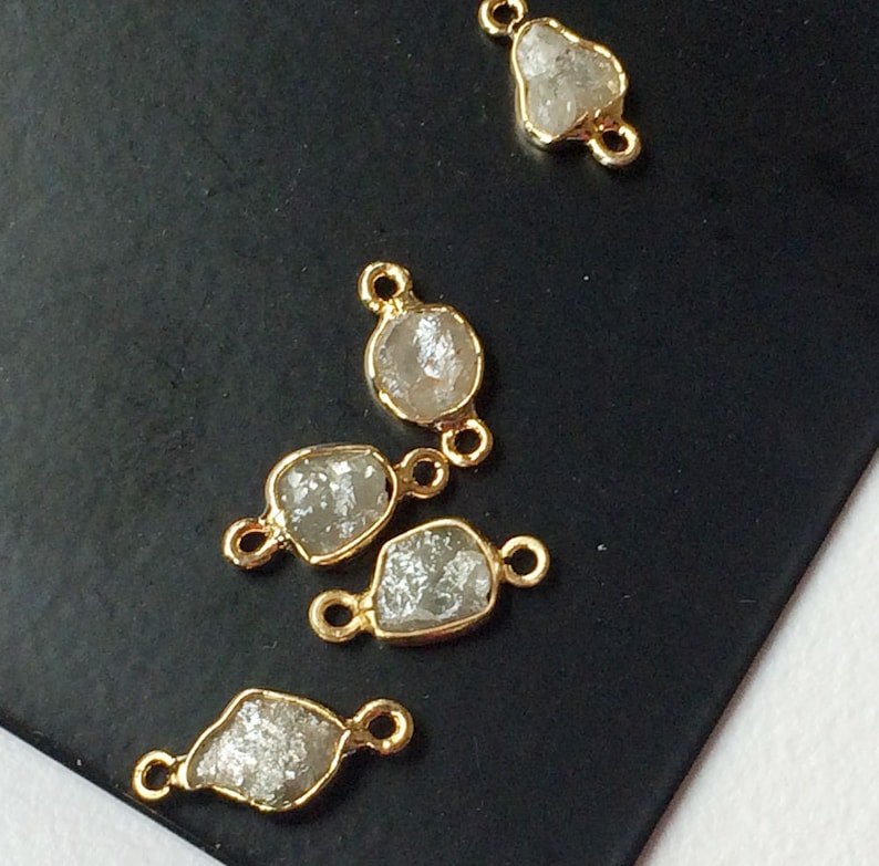 5-6mm White Raw Diamond Connectors 925 Silver Connectors Gold - Etsy