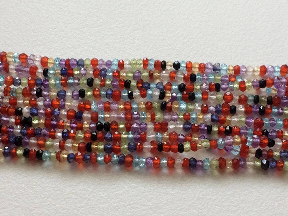 2.5-3mm Multi Gemstone Beads, Multi Gems Faceted Rondelles, 13 Inches ...