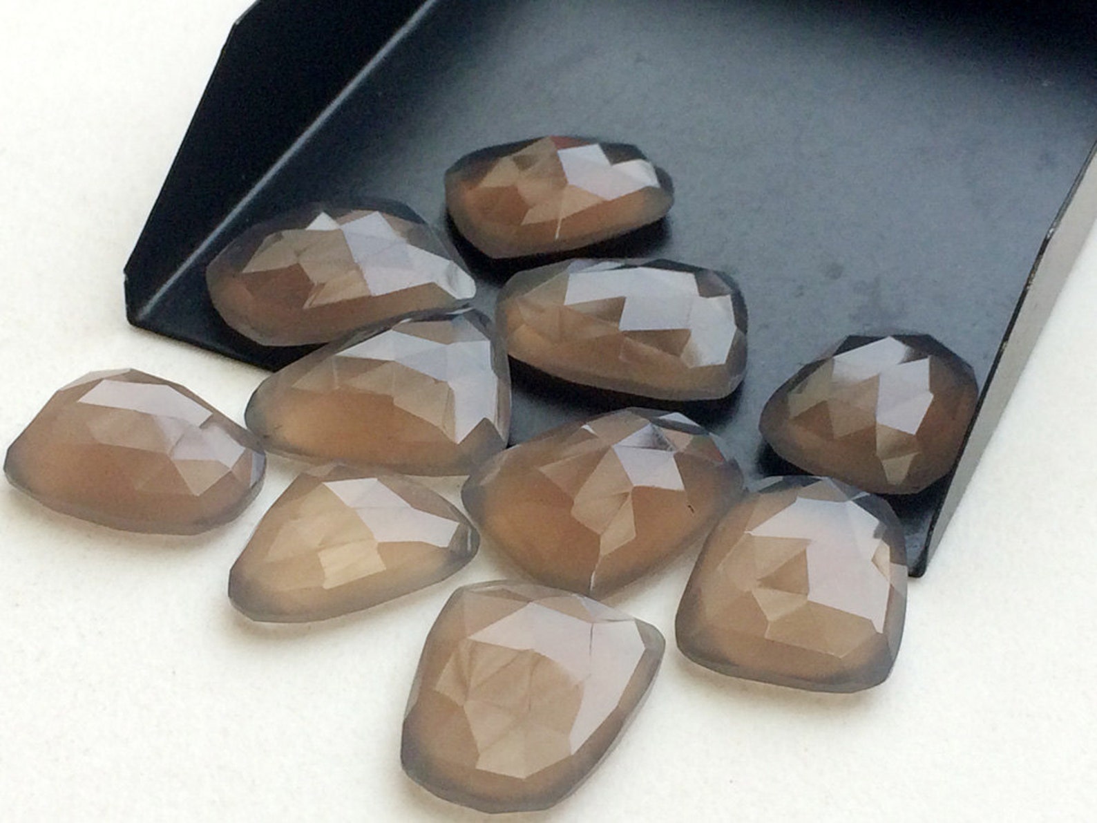 16-19mm Grey Chalcedony Rose Cut Cabochons Flat Back Grey - Etsy