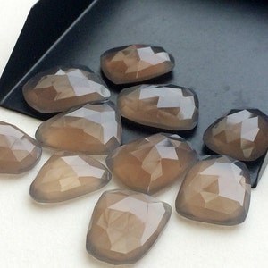 16-19mm Grey Chalcedony Rose Cut Cabochons, Flat Back Grey Chalcedony ...