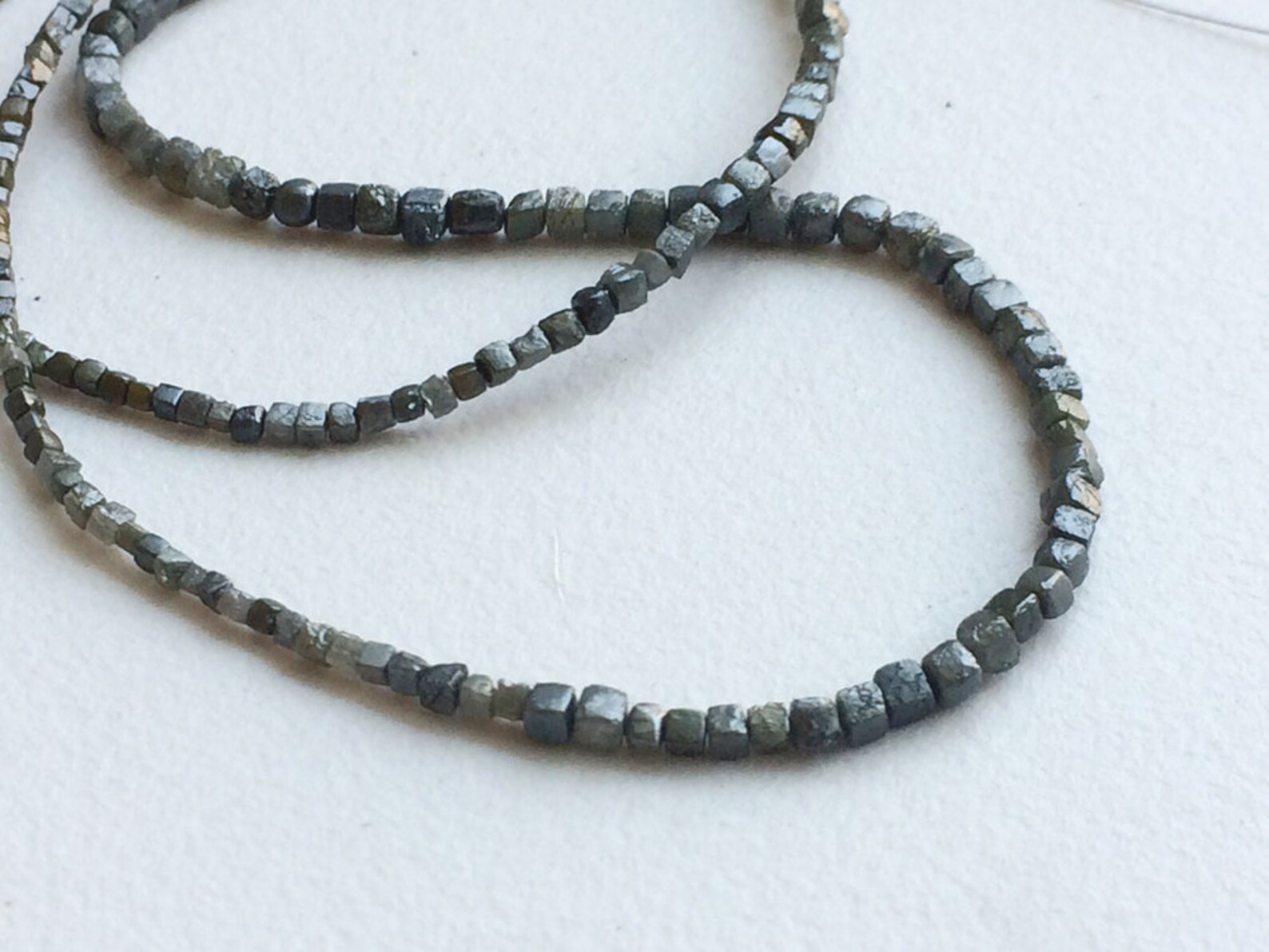 1-2mm Dark Grey Diamond Box Cubes, Natural Tiny Dark Grey Drilled Rough ...