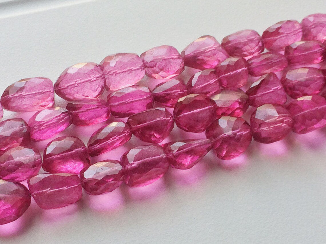 13-18mm Pink Crystal Quartz Hot Pink Coated Crystal Bead - Etsy