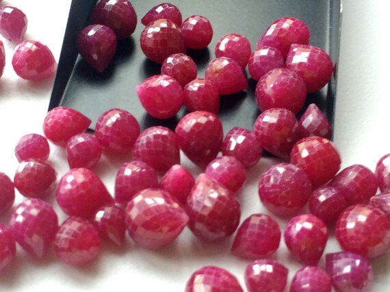 8-12mm Ruby Drilled Drops Micro Faceted Ruby Tear Drop Beads | Etsy
