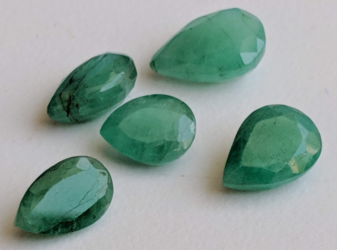 7.3x9.5mm-9x12.5mm Emerald Pear Shape Cut Stones, Natural Emerald ...