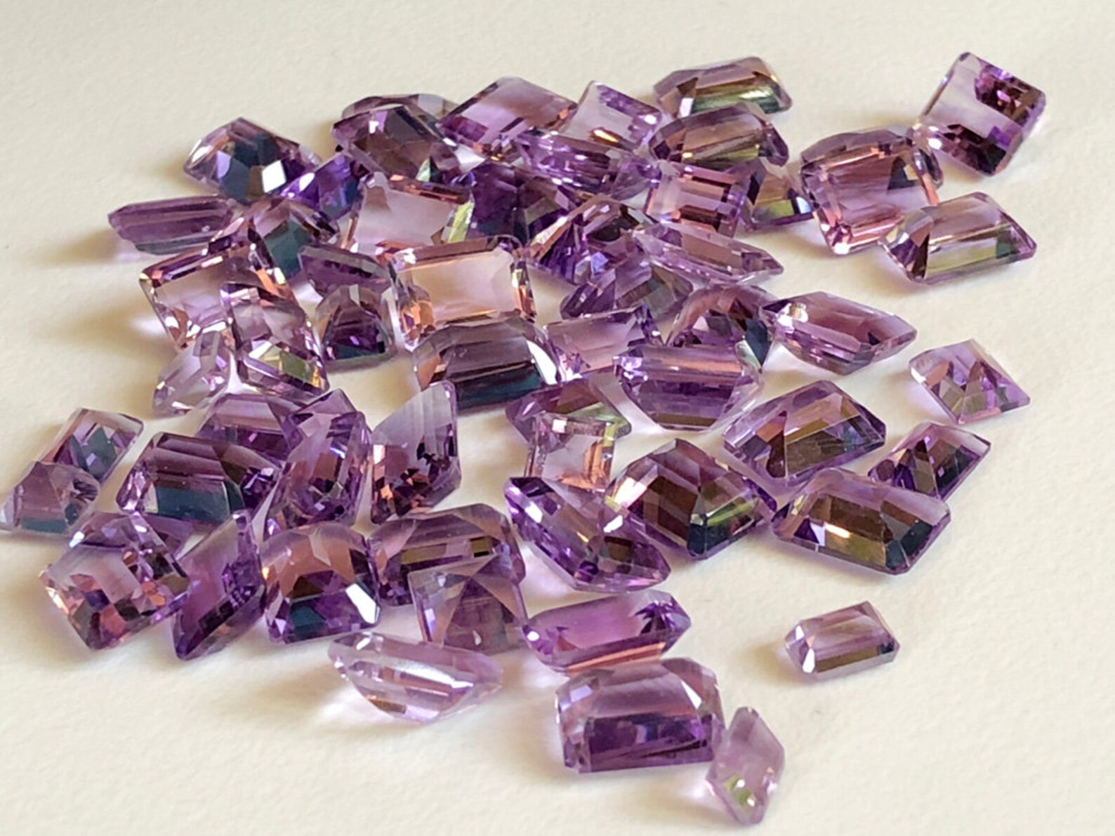 7x9mm Brazilian Amethyst Emerald Cut Stone Lot 5 Pcs Natural - Etsy