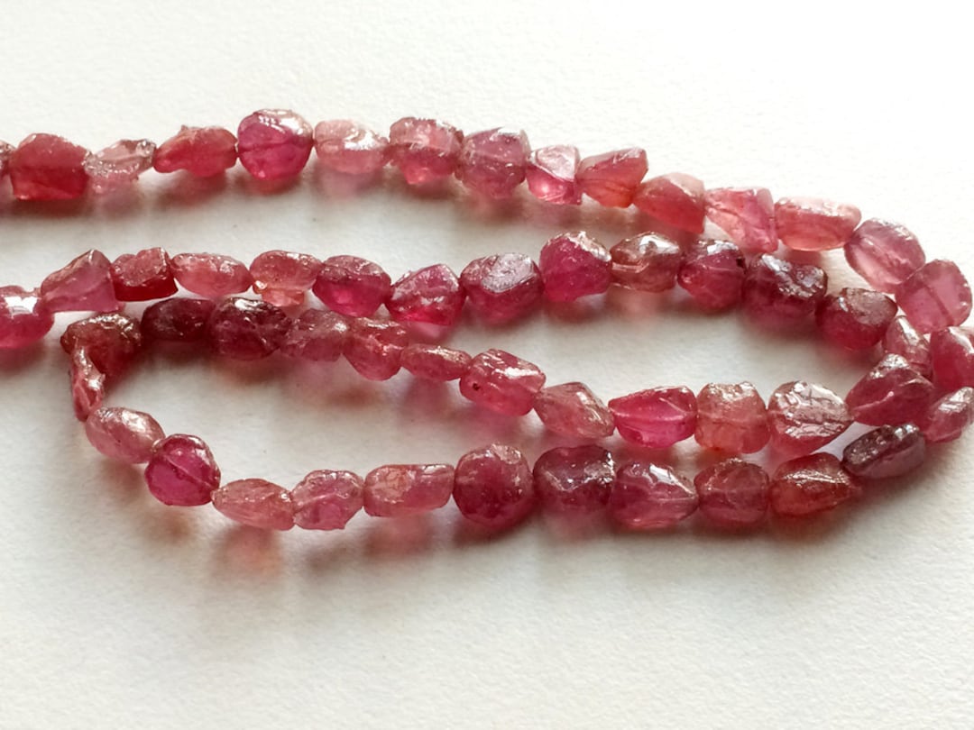 7-9mm Ruby Rough Strand, Ruby Beads, Rough Ruby Glass Filled Gemstones ...