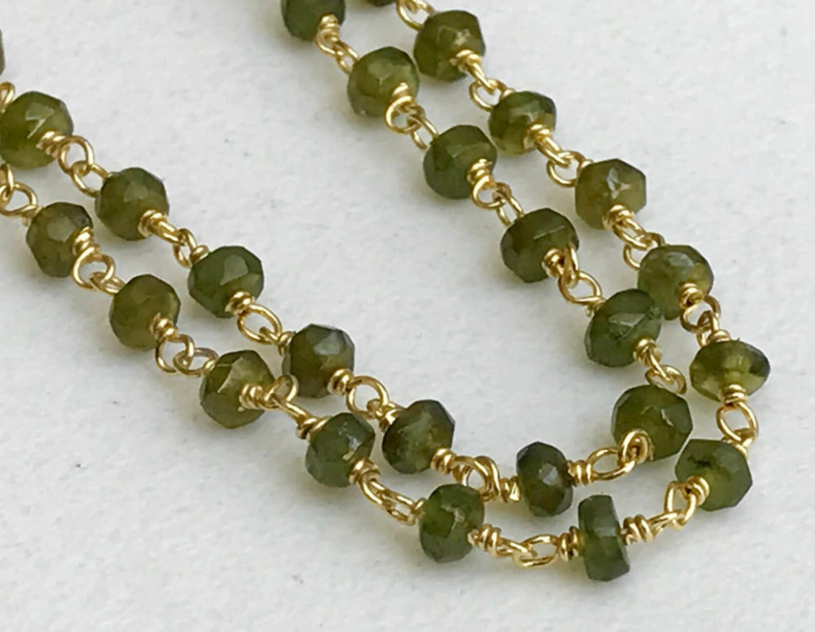 3-3.5mm Vessonite Wire Wrapped Faceted Rondelle Beads, Chain by the ...