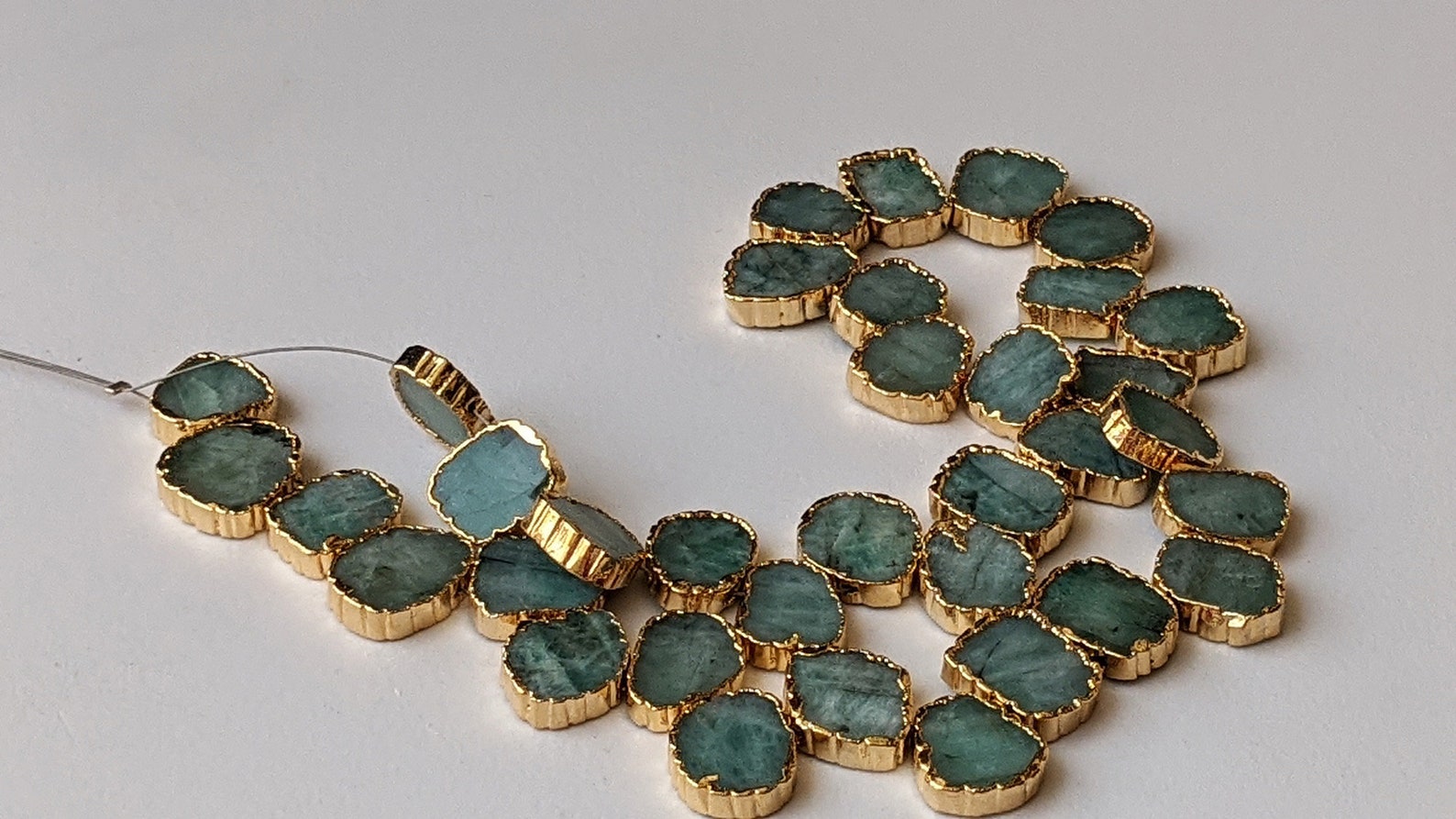 12-13mm Emerald Slice Beads Electroplated Light Emerald | Etsy