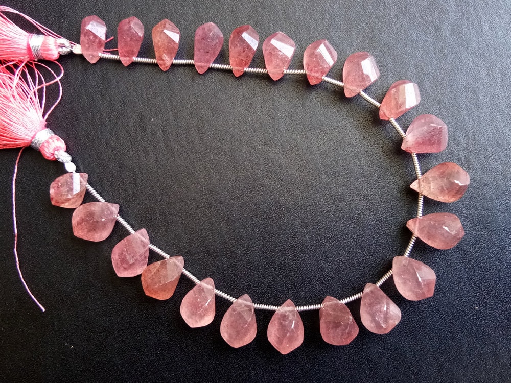12mm Strawberry Quartz Beads, Natural Strawberry Quartz Faceted Twisted ...