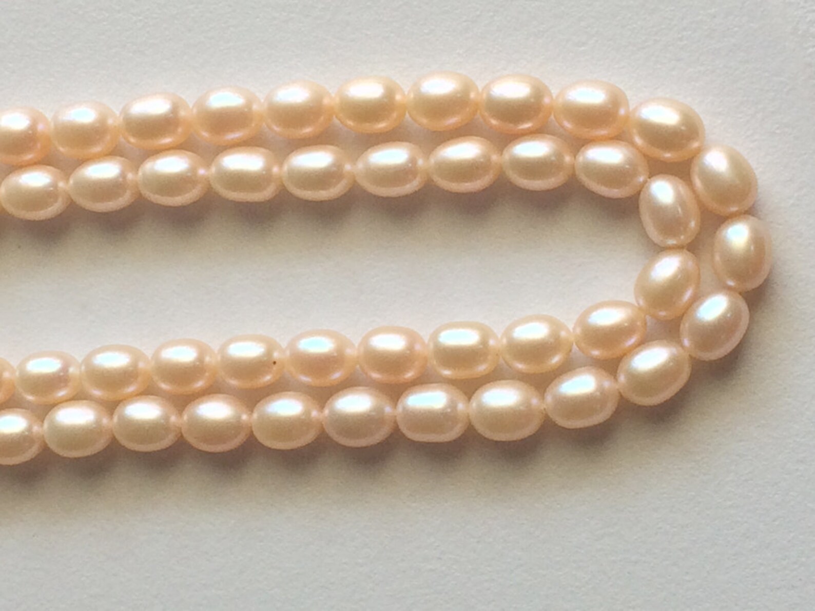 8x6mm Natural Pearls, Natural Fresh Water Rice Pearls, Peach Color ...