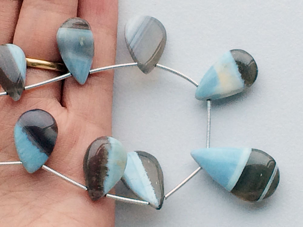11x8mm to 28x11mm Shaded Blue Opal Plain Pear Beads, Blue Opal for ...