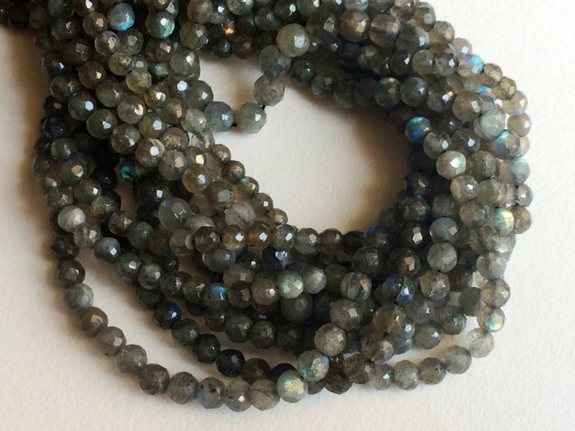 3-3.5mm Labradorite Faceted Round Beads 13 Inch Natural - Etsy