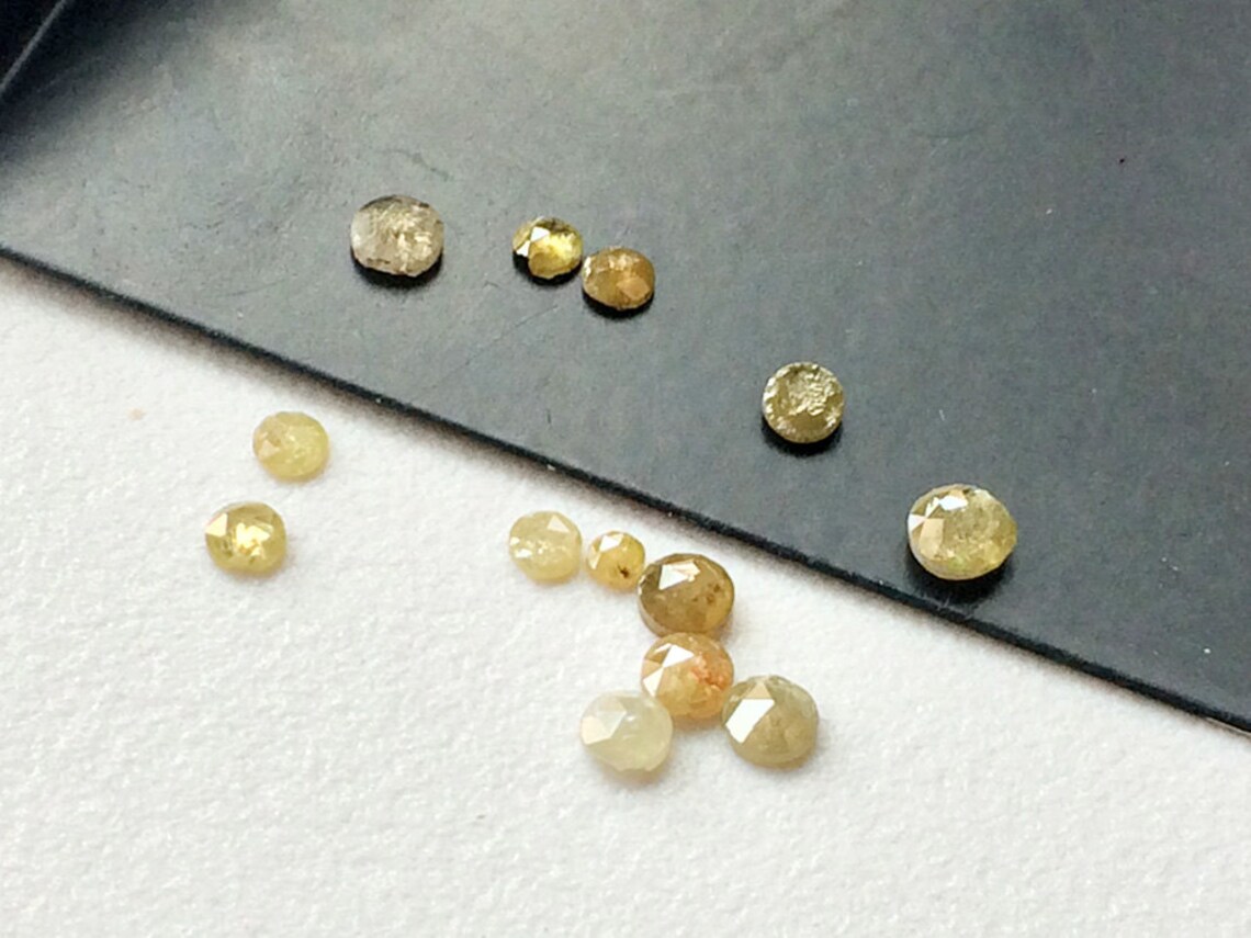 3-3.5mm Yellow Diamond Yellow Rose Cut Natural Diamond Yellow | Etsy