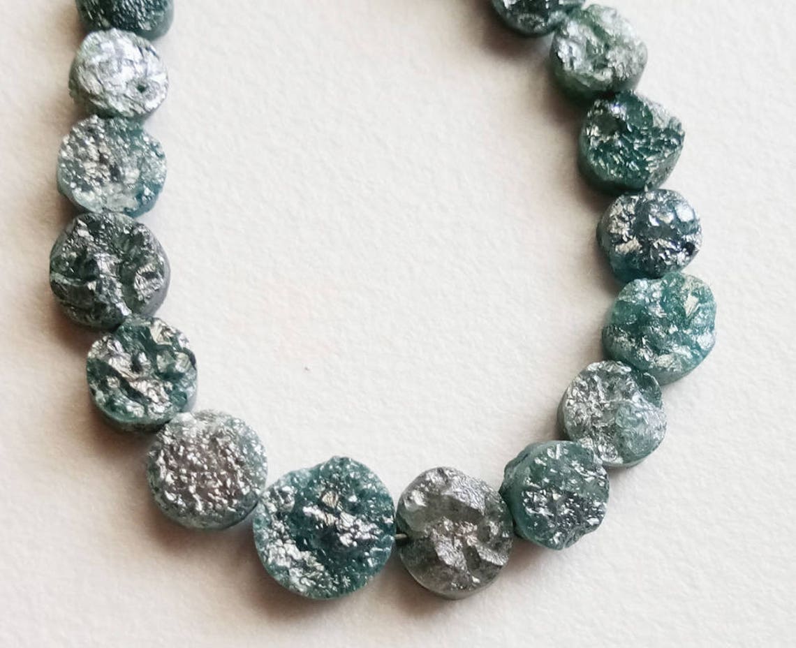 4-5mm Drilled Blue Button Shaped Raw Diamonds, Blue Color Conflict Free ...